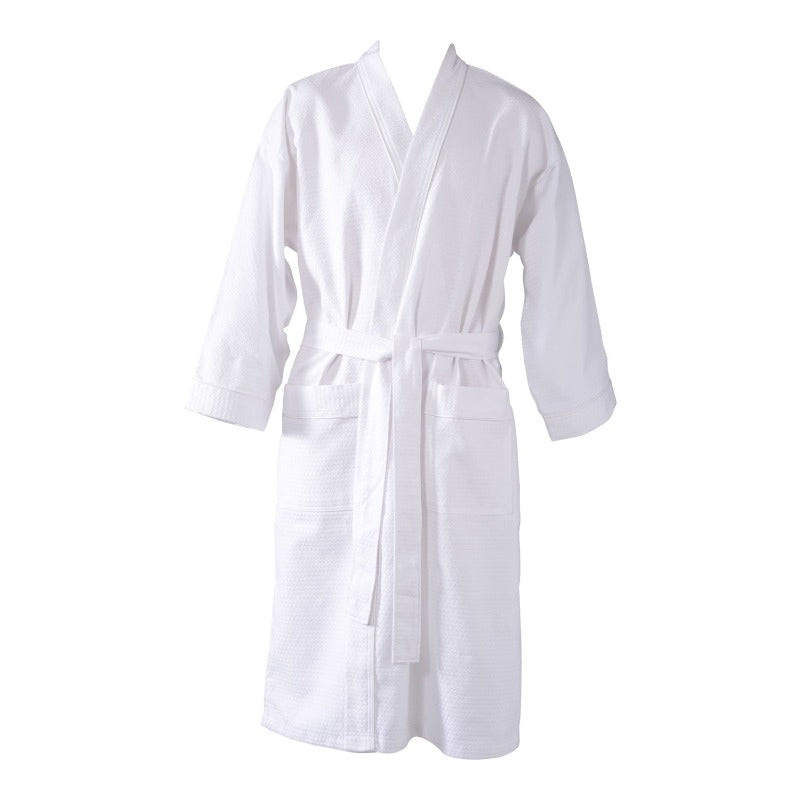 Waffle Weaved White Bathrobe | Australian Linen Supply